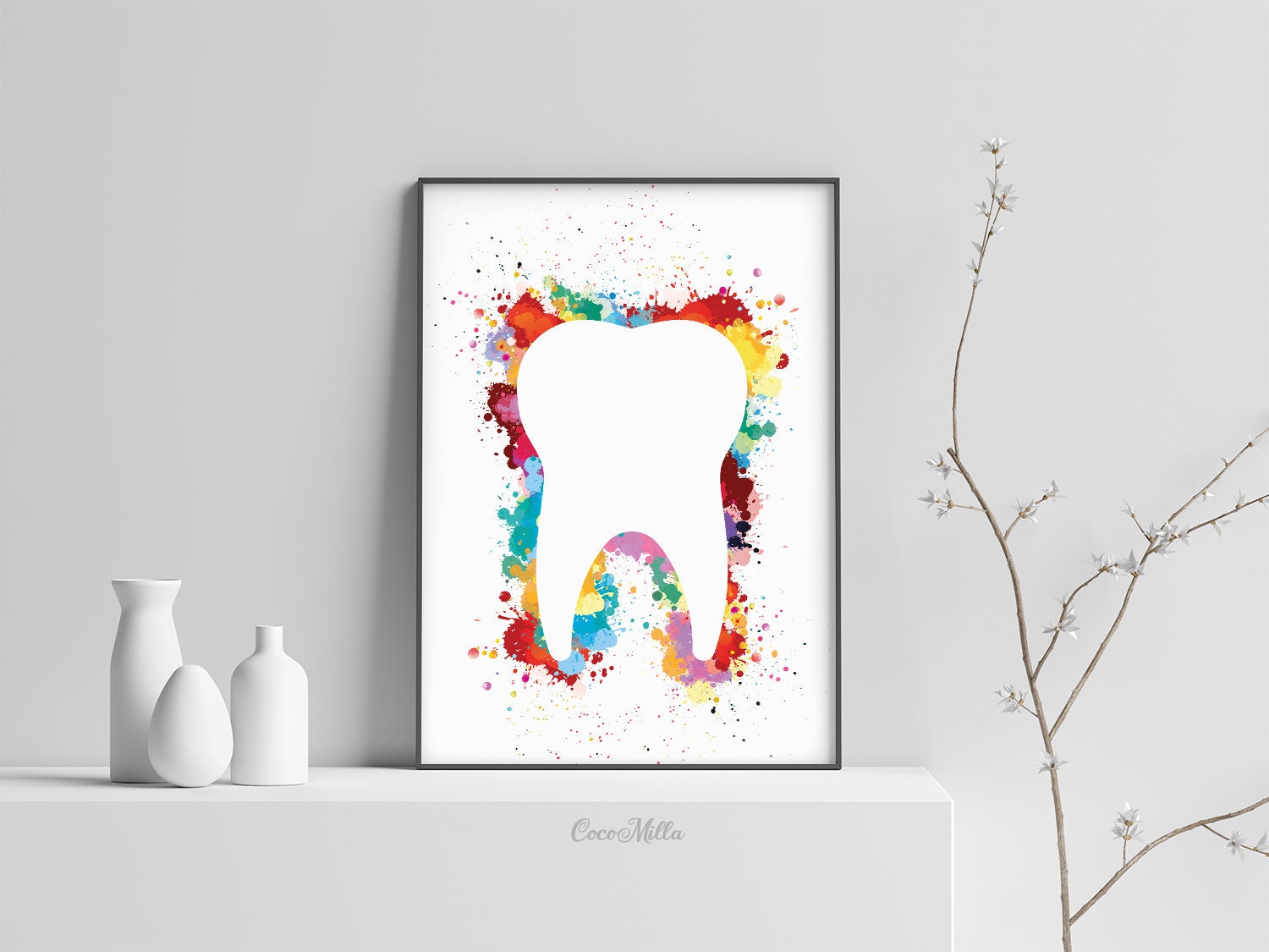 Teeth Art Watercolor Print Tooth Abstract Anatomical Art | Etsy