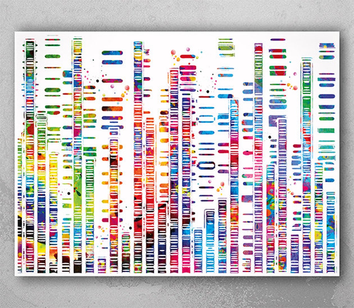DNA Sequence Art Watercolor Print DNA Molecule Genome Medical - Etsy