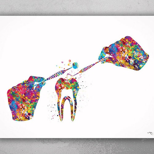 Tooth Art Watercolor Print Teeth Anatomical Art Dental Clinic - Etsy
