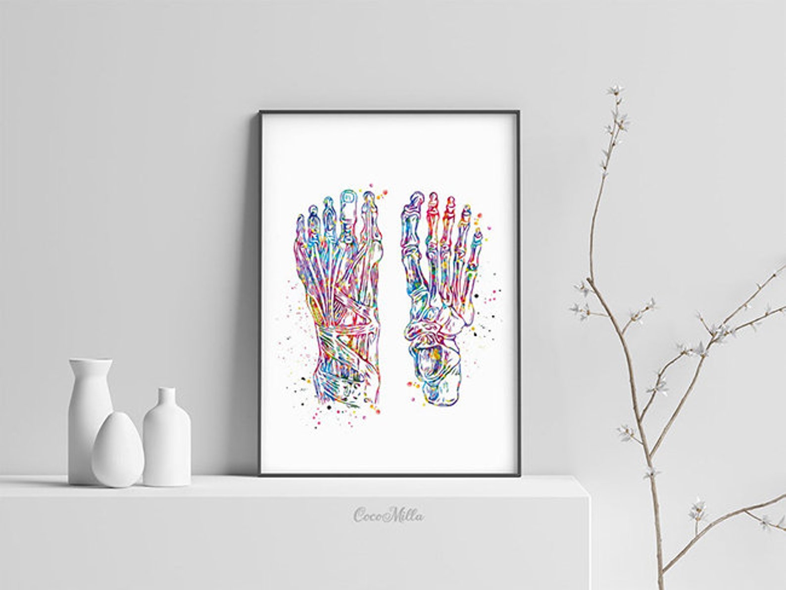 Foot Anatomy Watercolor Print Skeletal Feet Muscles Medical - Etsy