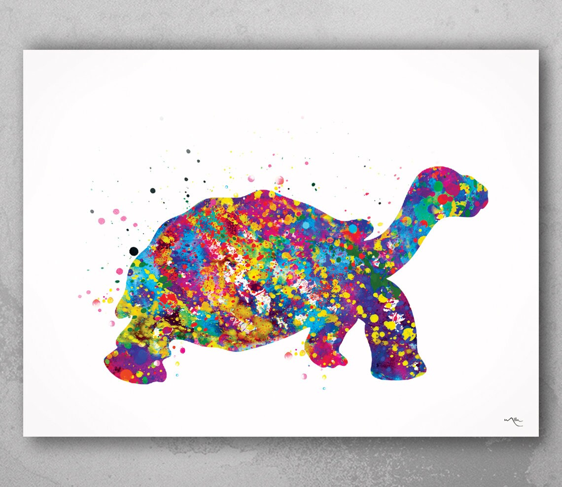 Turtle Watercolor Print Tortoise Art Print Wall Art Testudines | Etsy
