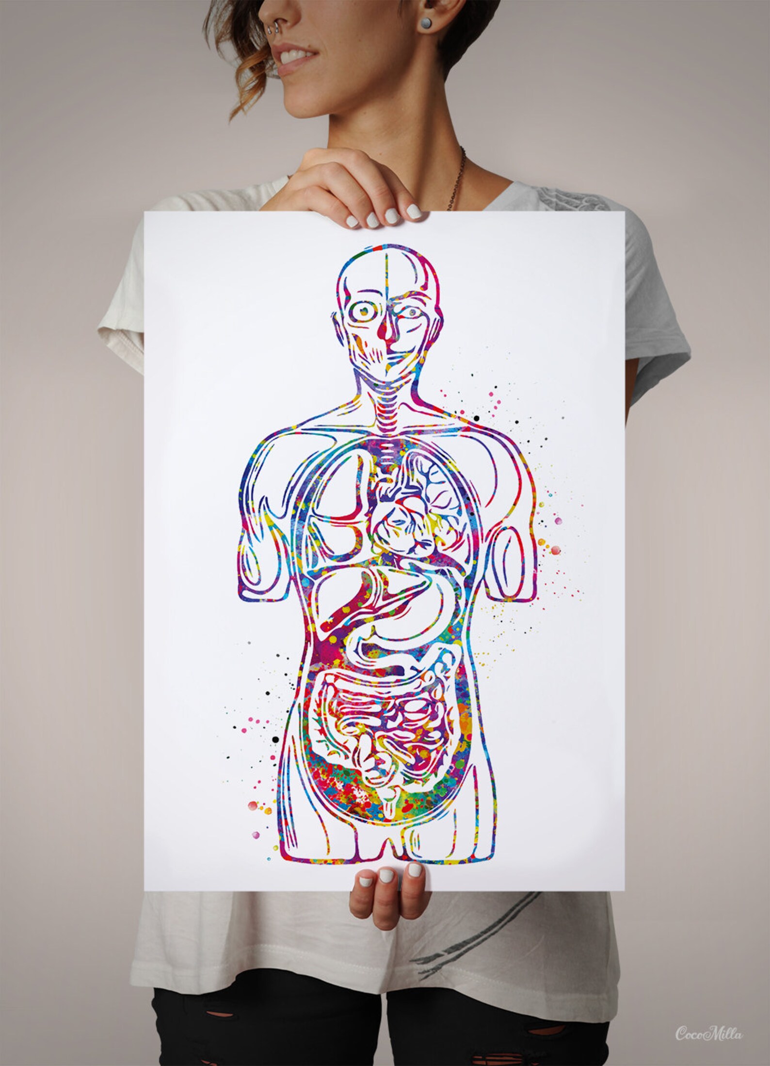 Watercolor Human Anatomy Print | Internal Organs Poster, Medical Art ...