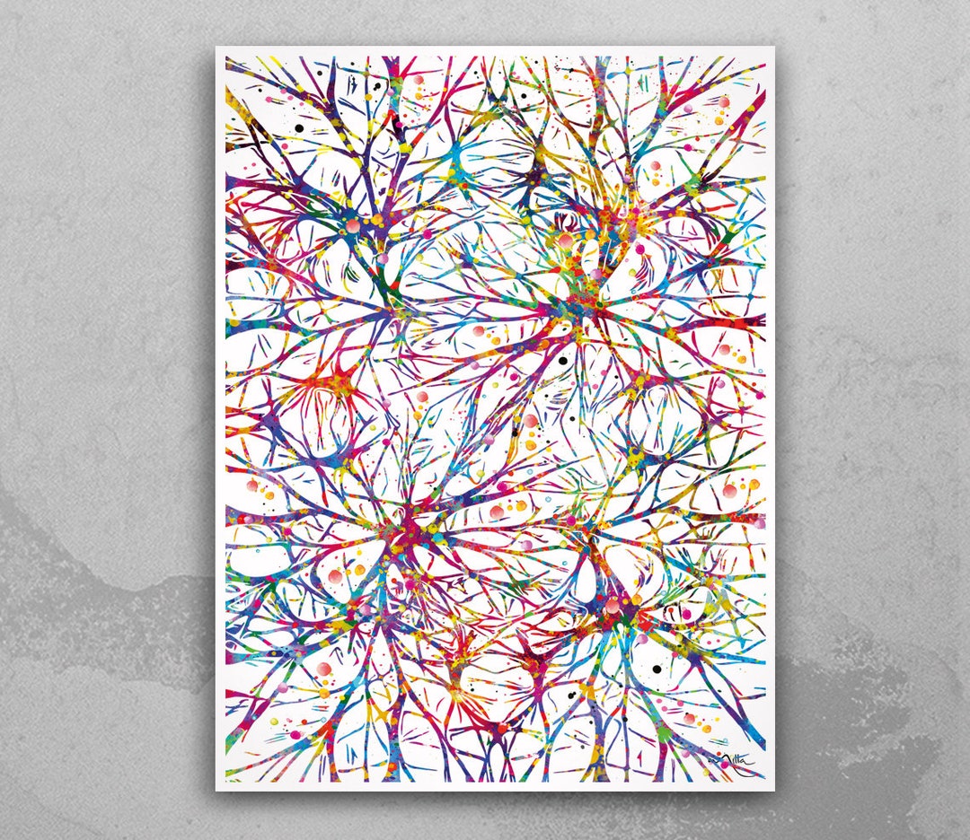 Neural Connections Watercolor Print Abstract Medical Art Science ...