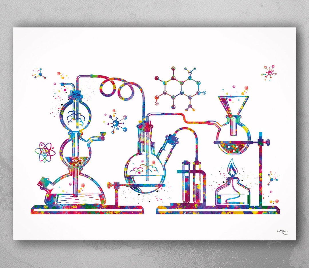 Chemistry Laboratory Watercolor Print Chemistry Lab Medical Art ...