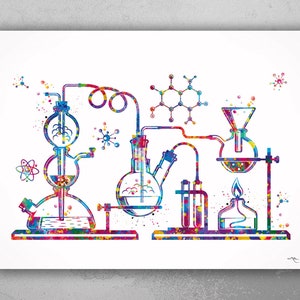 Chemistry Laboratory Watercolor Print Chemistry Lab Medical Art ...