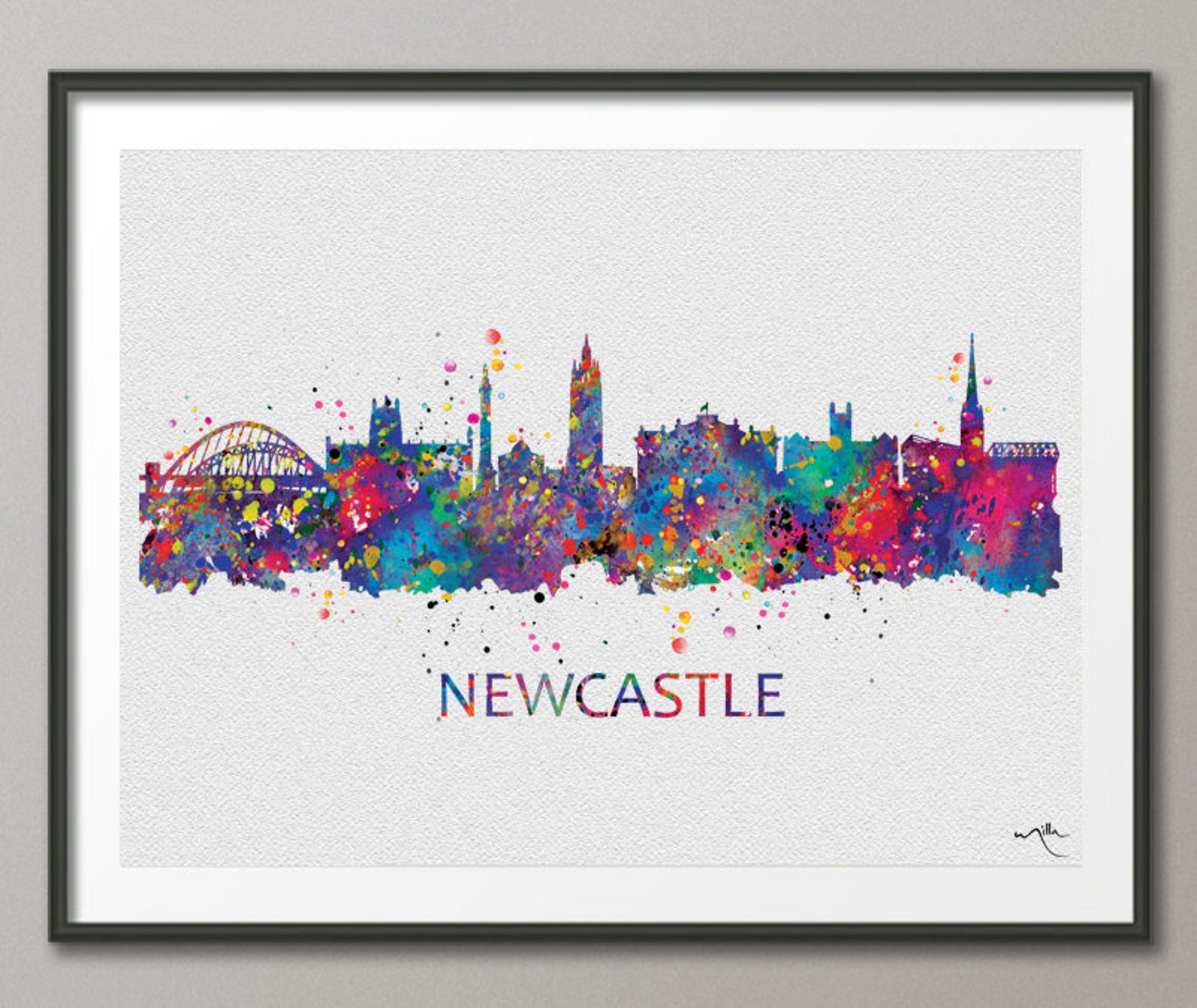 Newcastle Skyline Watercolor Print Newcastle upon Tyne | Etsy