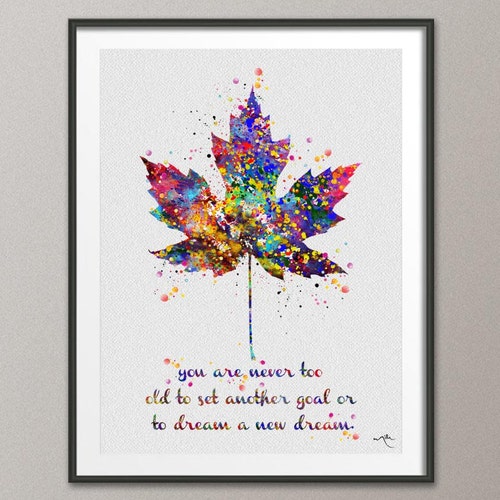 Maple Tree Leaf Watercolor Print Inspirational Quote Art - Etsy