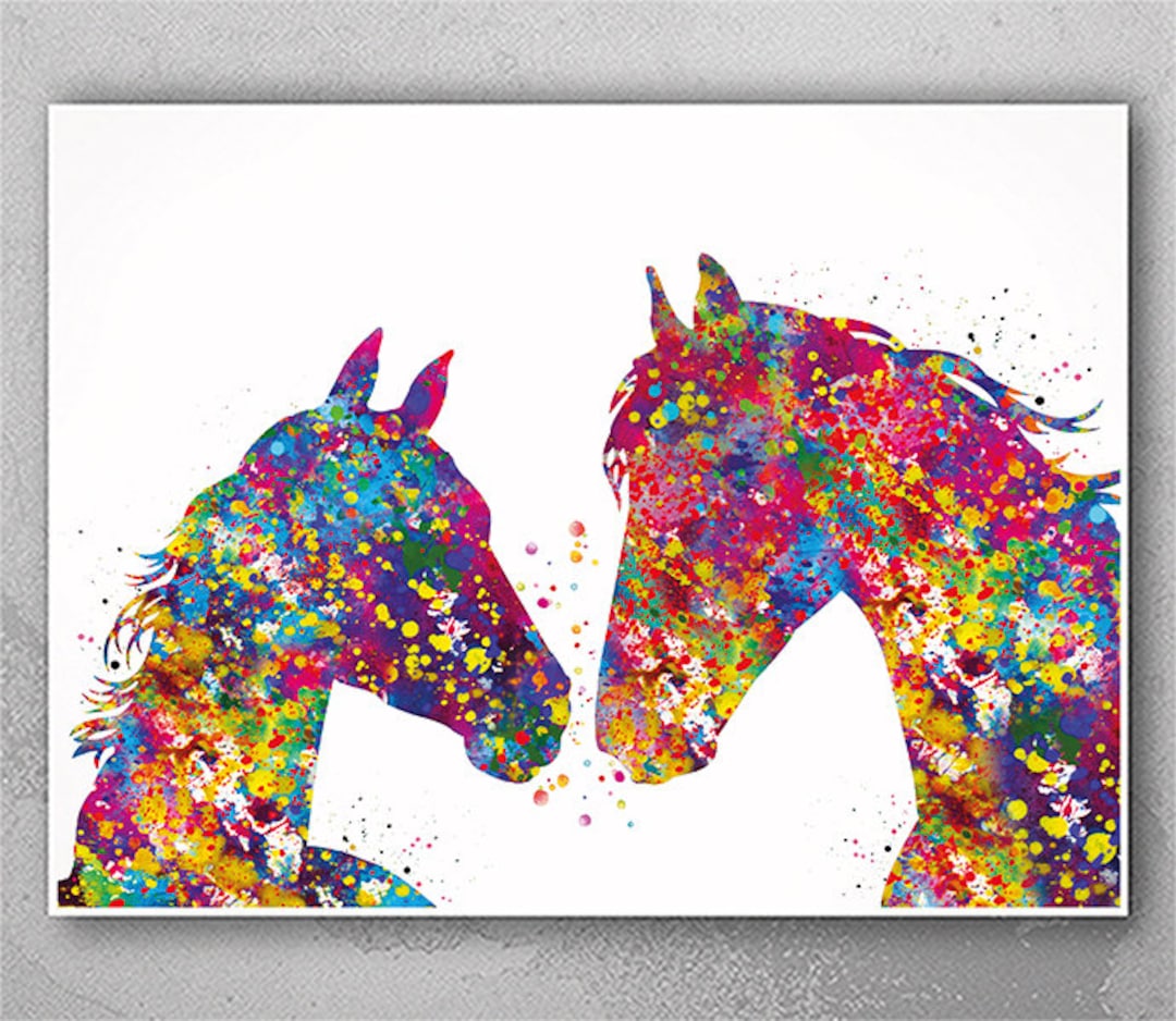 Horse Couple Love Watercolor Print Housewarming Gift Country Home Decor ...