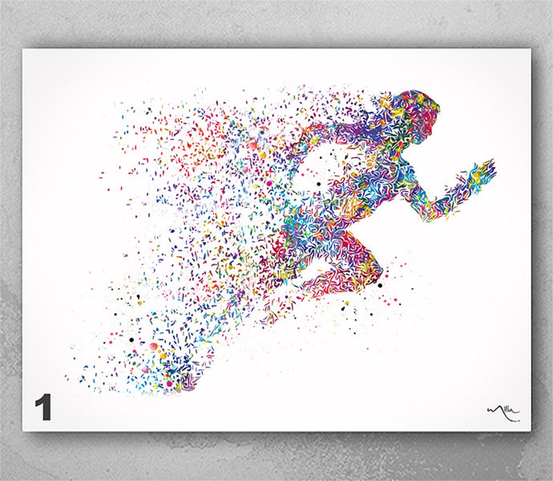 Runner Woman Watercolor Print Runner Female Girl Poster Sport Running ...