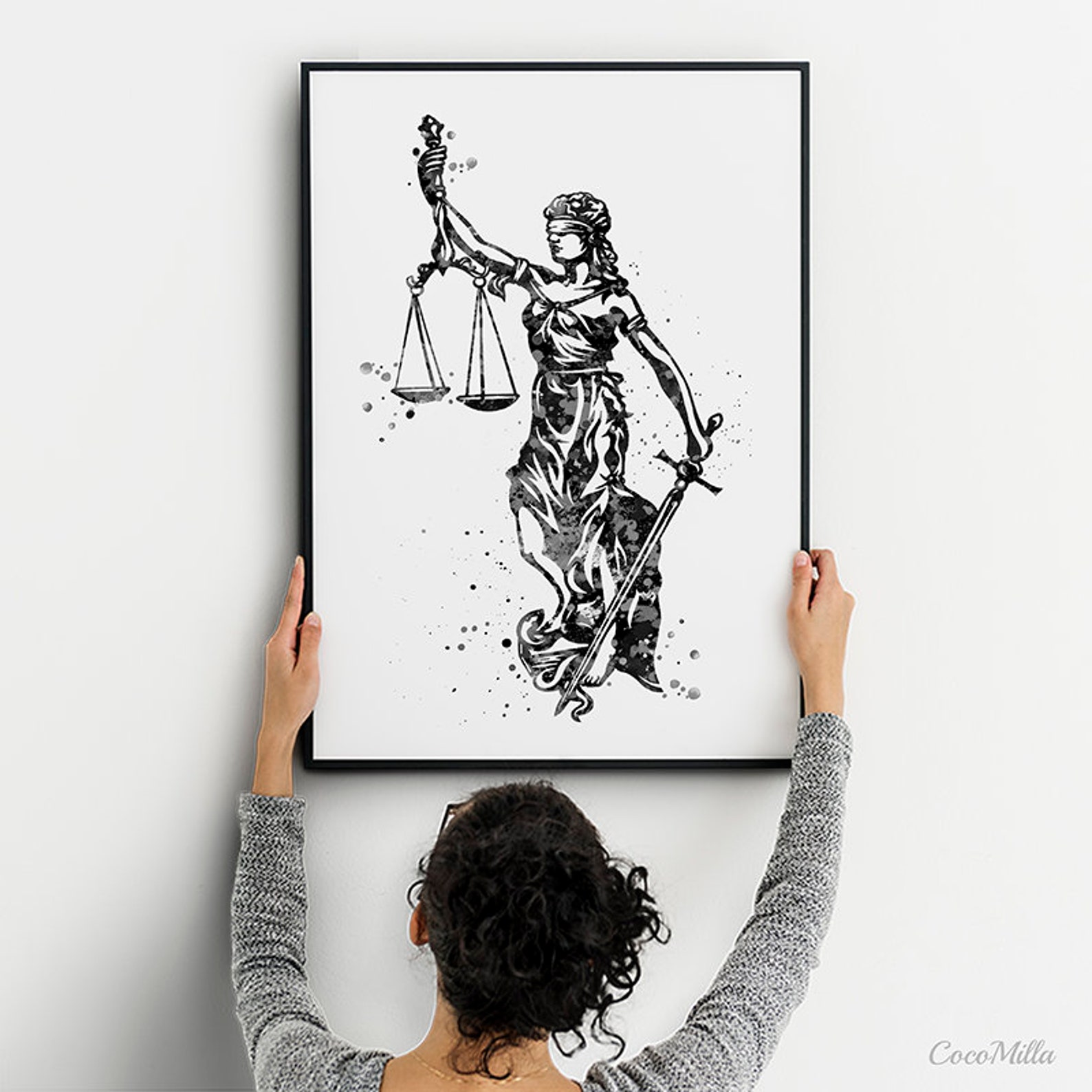 Lady Justice Watercolor Art Print, Lawyer Office Decor-424 - Etsy