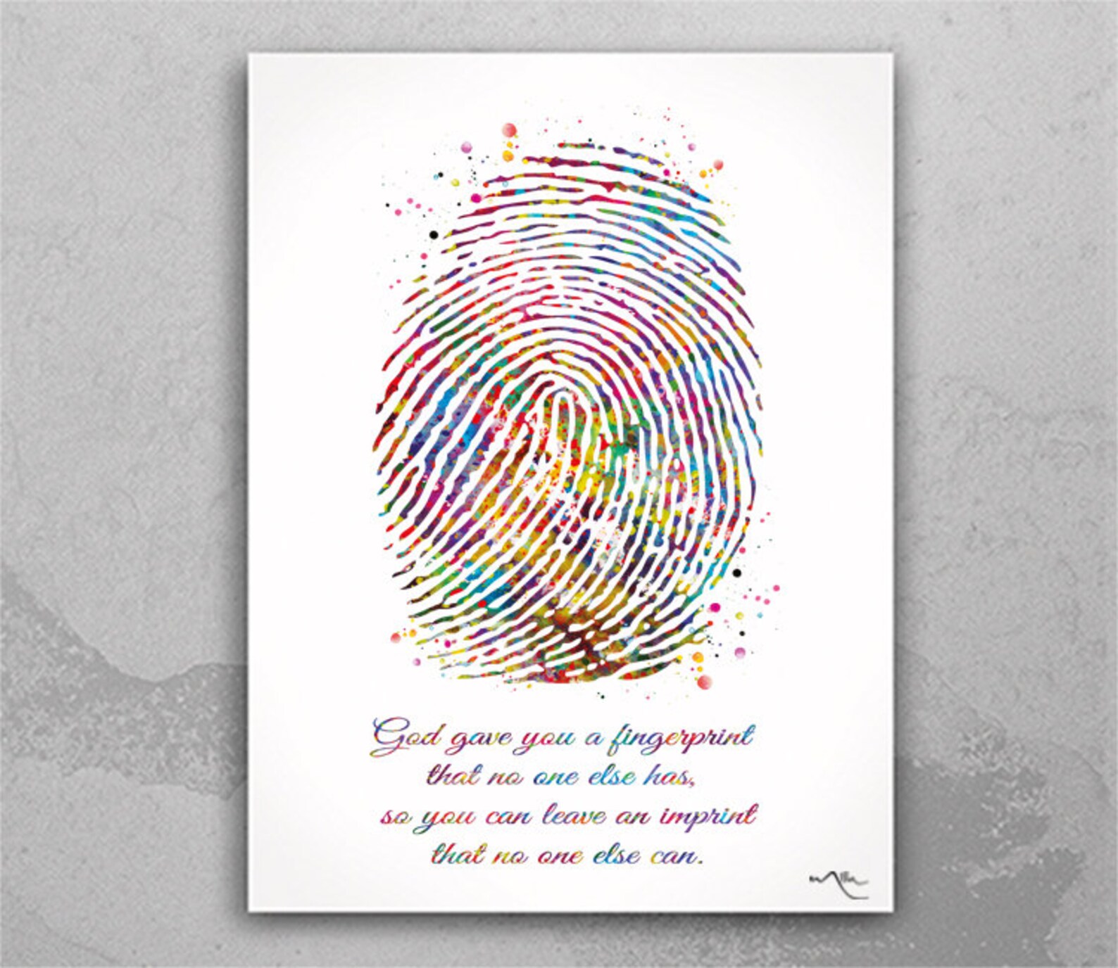 Fingerprint Quote Watercolor Print Finger Print Poster Inspirational ...