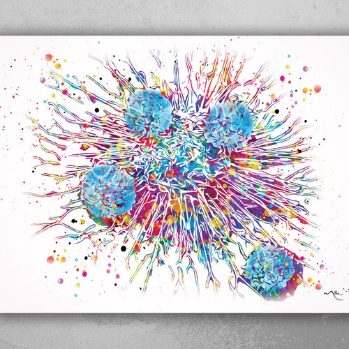 Cancer Cell Watercolor Print Medical Art Science Histology - Etsy