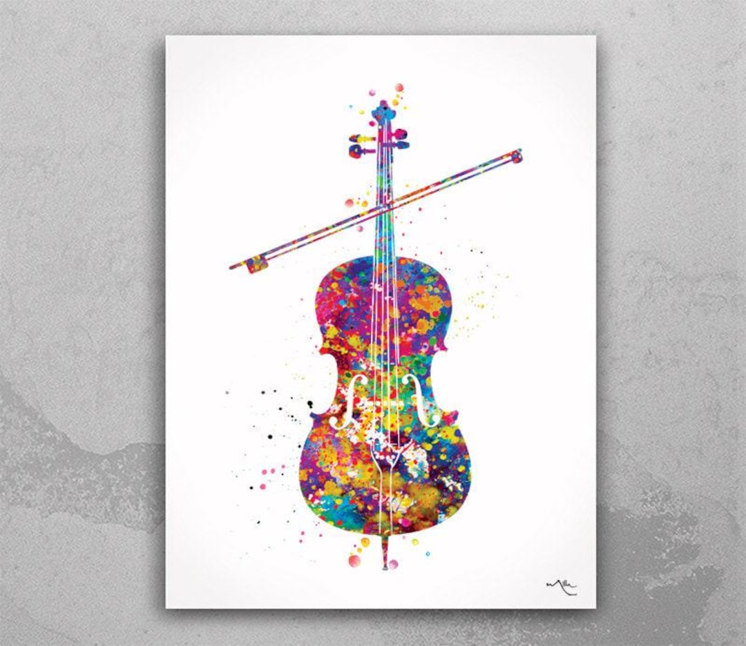 Cello Music Instrument Watercolor Art Print Jazz Wall Art Poster Music ...