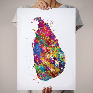 Sri Lanka Map Watercolor Print Sri Lanka Art Wall Art Wedding Gift ...