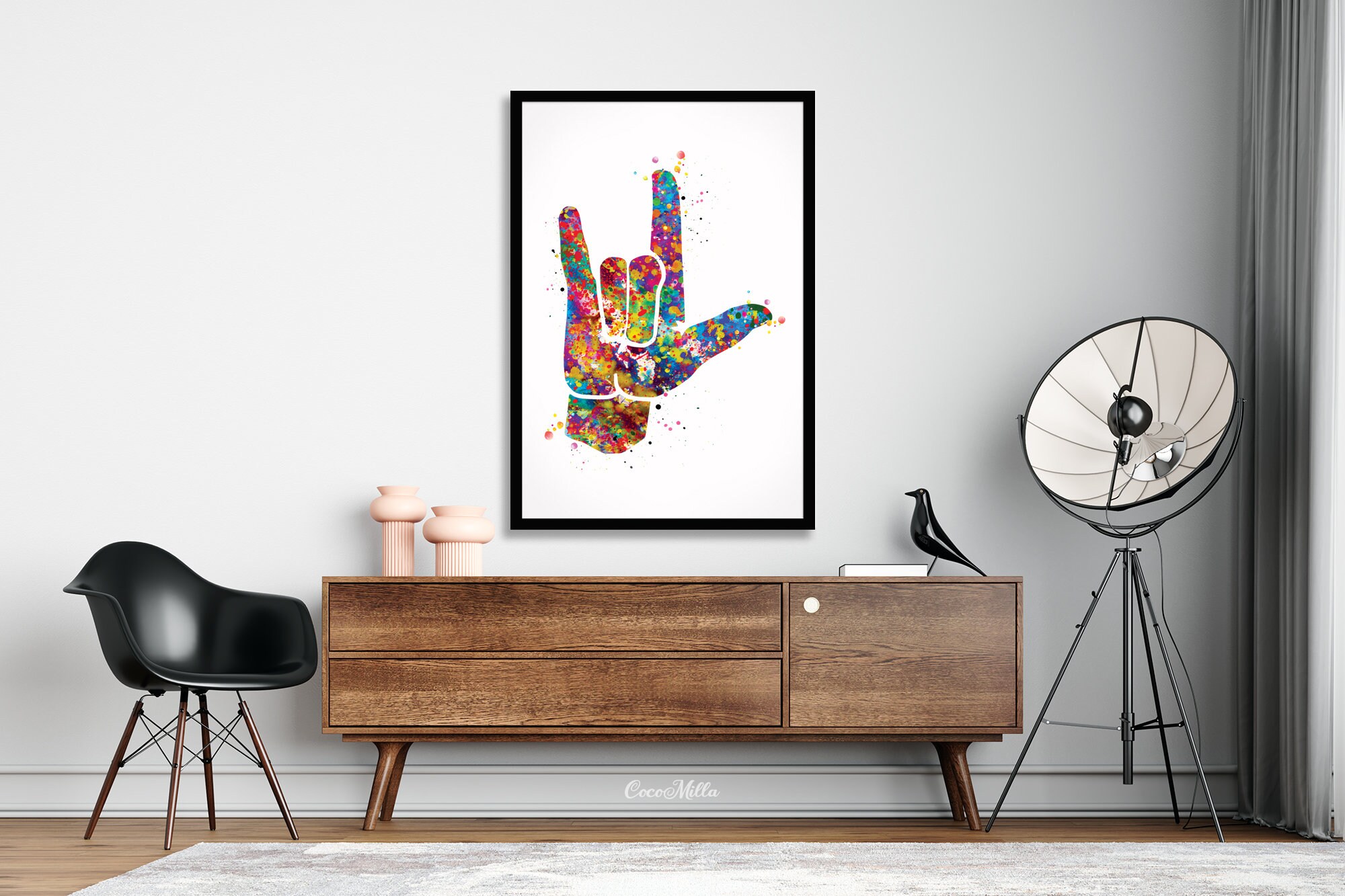 I Love You ASL American Sign Language Watercolor Print Hand | Etsy