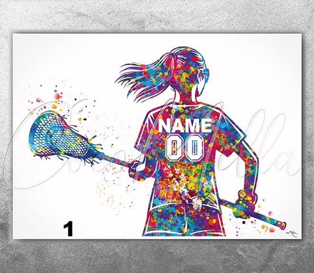 Personalized Lacrosse Girl Watercolor Print, Teen Room Decor-2900 - Etsy