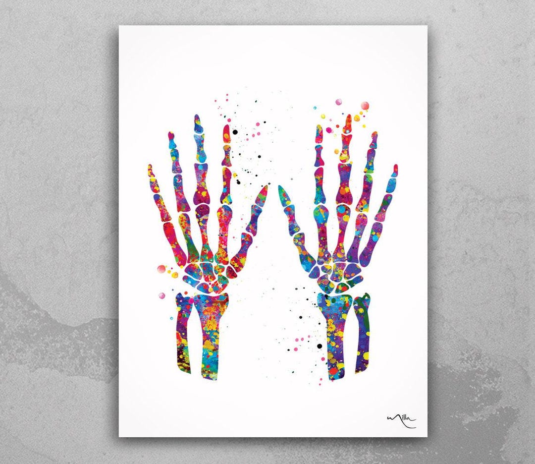 Watercolor Hand Bones Print - Medical Anatomy Art-538 - Etsy