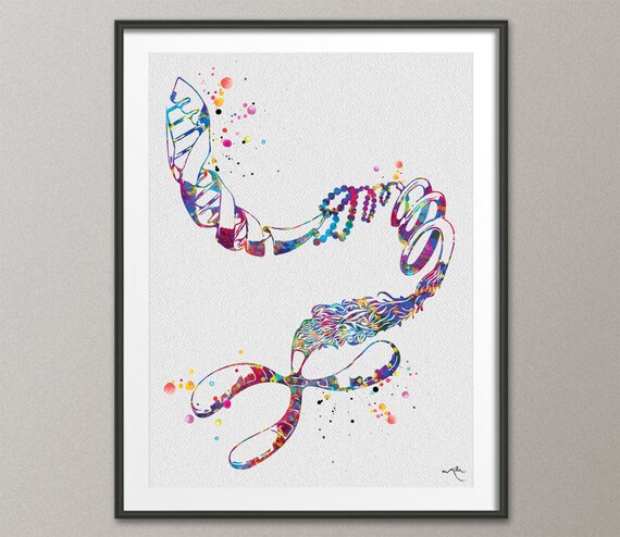 DNA Chromoseme Art Watercolor Print Medical Art Wall Art Nurse | Etsy