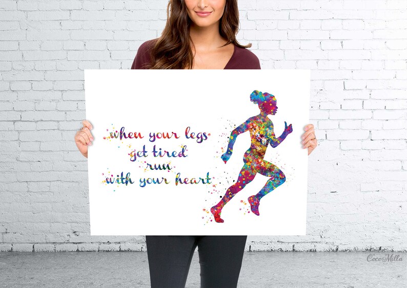 Female Runner Watercolor Print Afro Runner Woman Girl When - Etsy