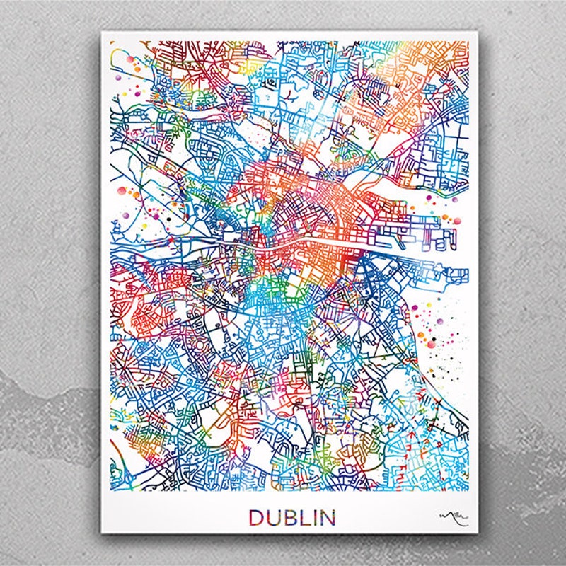 Dublin City Print, Street Map Art - Etsy