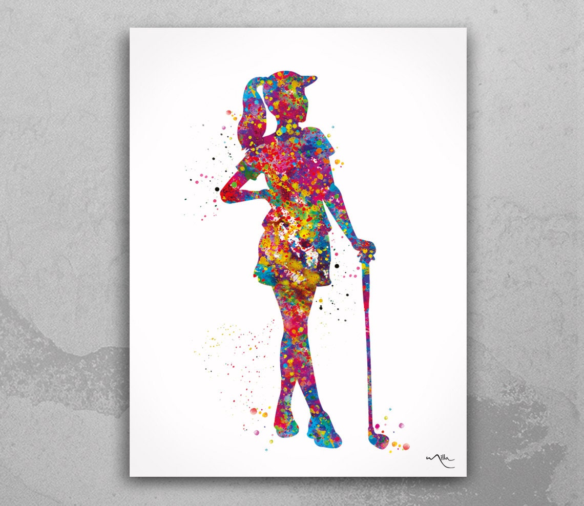 Female Golfer Watercolor Print Golf Player Female Woman Mom | Etsy