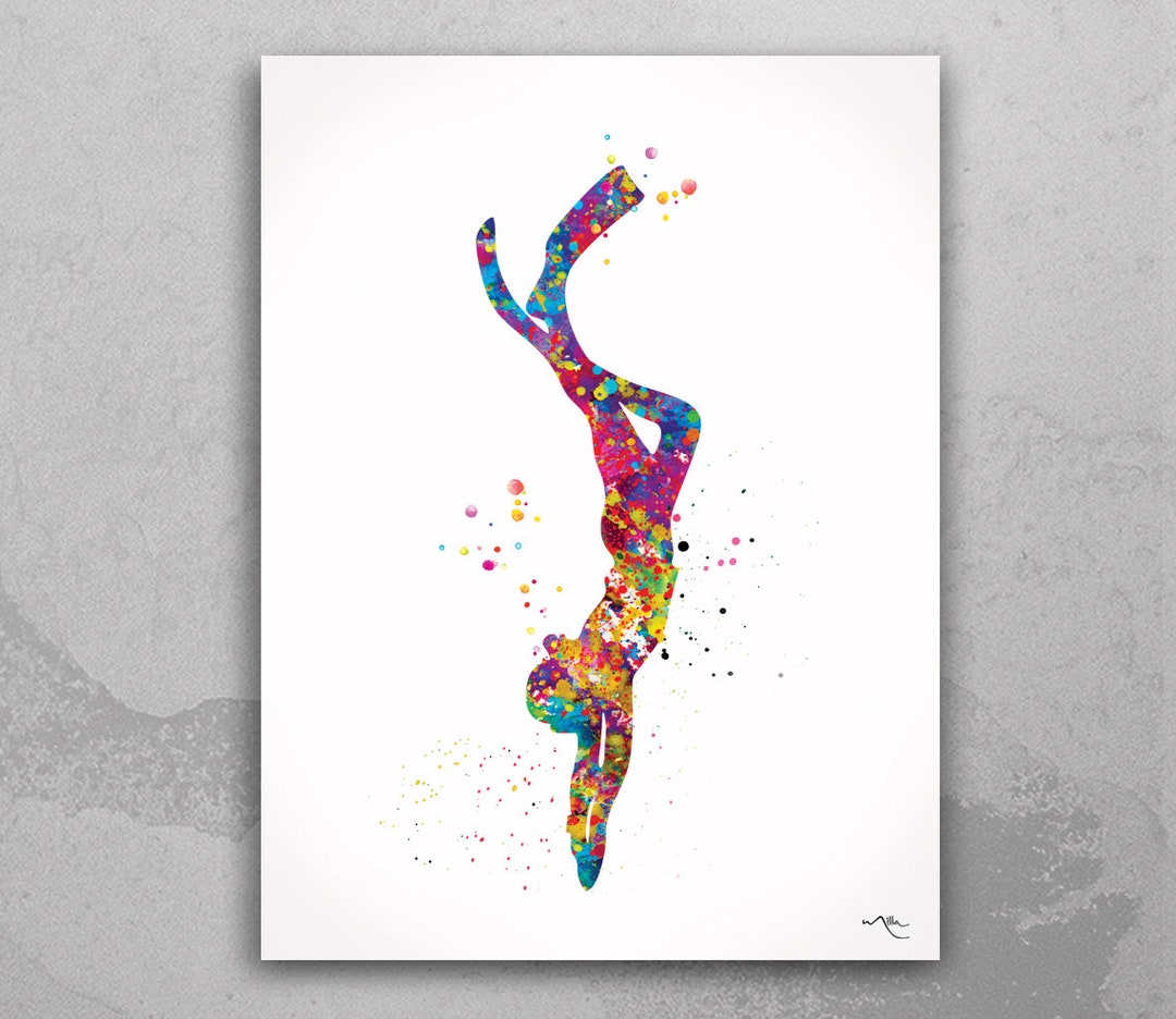 Scuba Diving Watercolor Print Diver Girl Gift Wedding Gift Scuba Diving ...