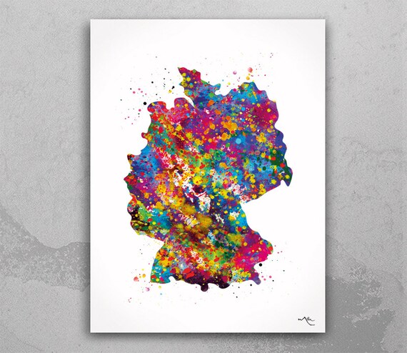Germany Map Watercolor Print Deutschland Anniversary Honeymoon | Etsy