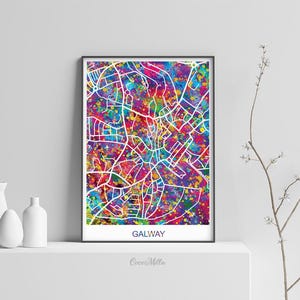 Galway Map, Galway Watercolor Print, Galway Street Map, Travel Decor ...