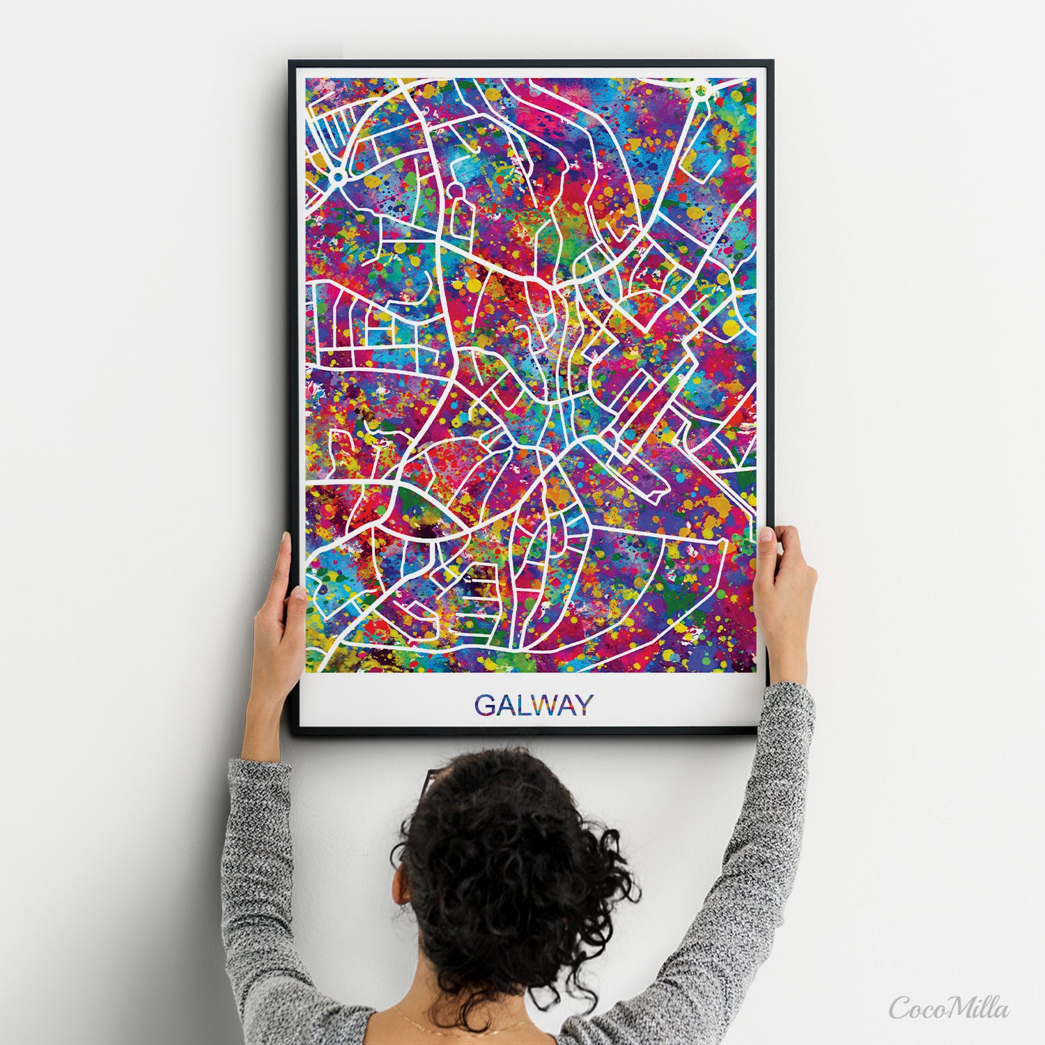 Galway Map, Galway Watercolor Print, Galway Street Map, Travel Decor ...
