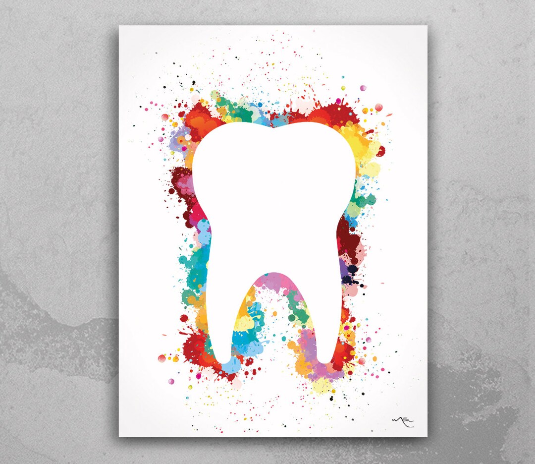 Teeth Art Watercolor Print Tooth Abstract Anatomical Art Dental Clinic ...