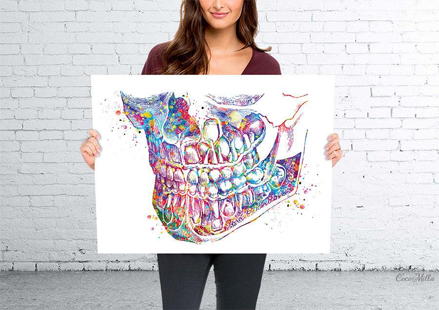 Watercolor Teeth Anatomy Art Print, Orthognathic Dentistry Decor-194 - Etsy