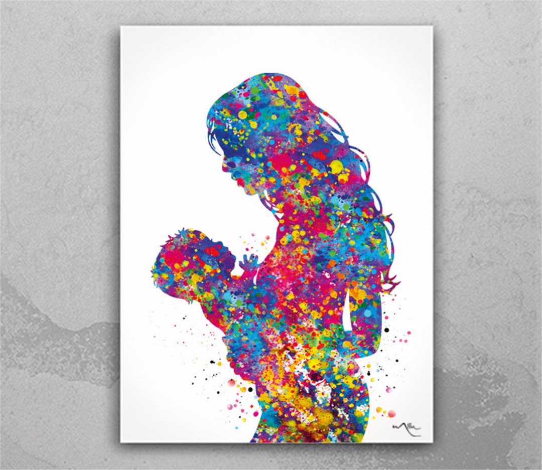 Mother and Baby Watercolor Art Print, New Mum Gift-1666 - Etsy