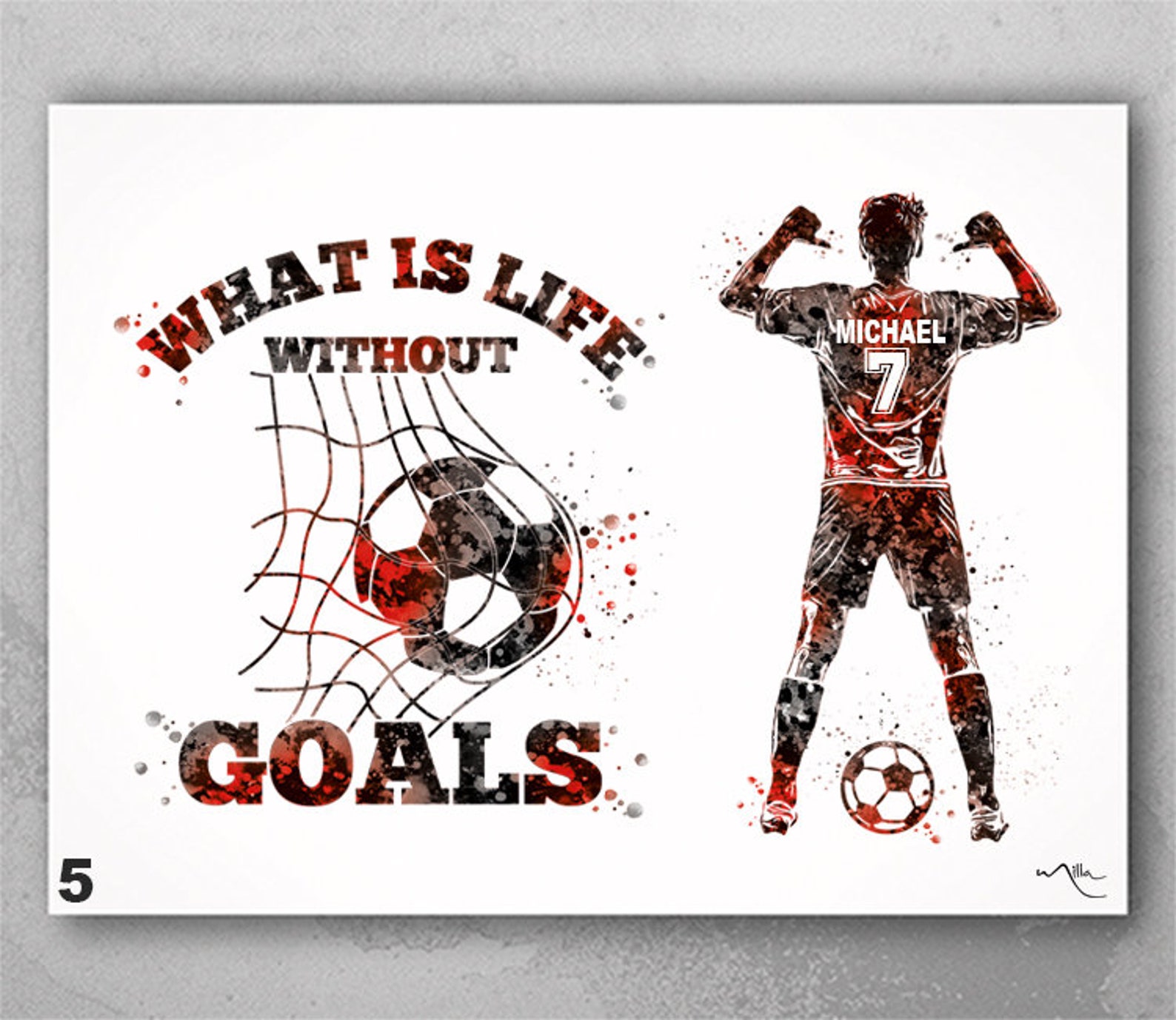 Soccer Player Personelized Watercolor Print Male Football Gift - Etsy