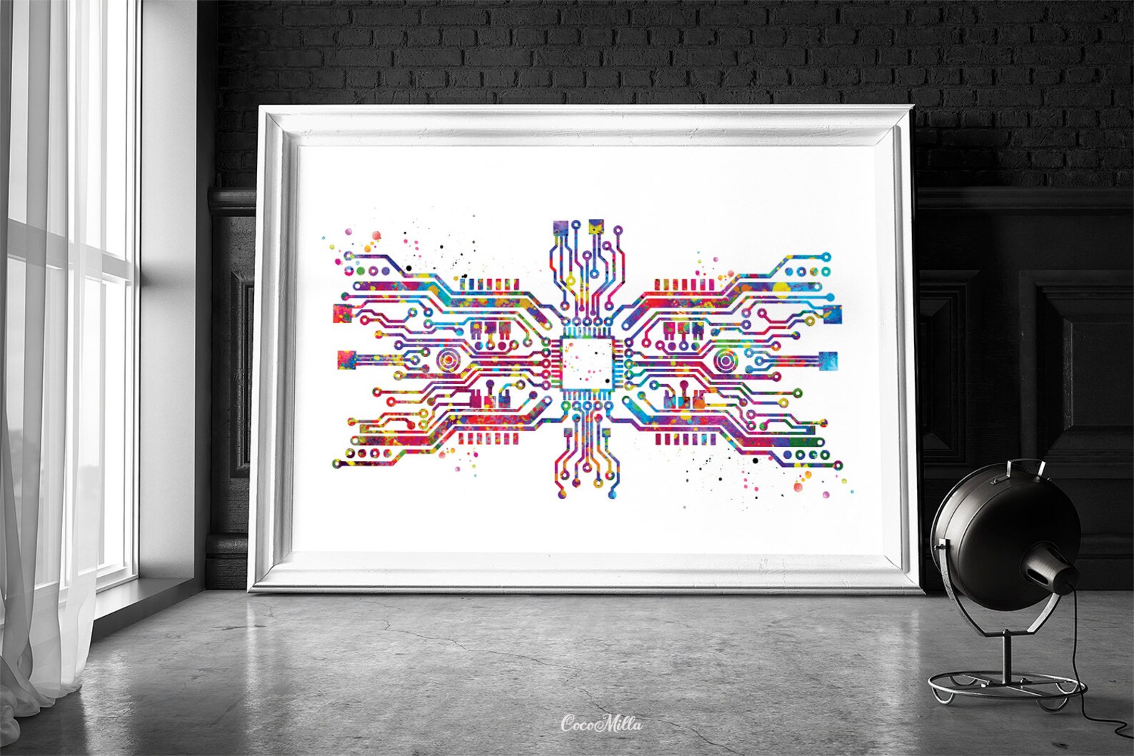 Circuit Board Art Watercolor Print Science Art Computer Modern | Etsy