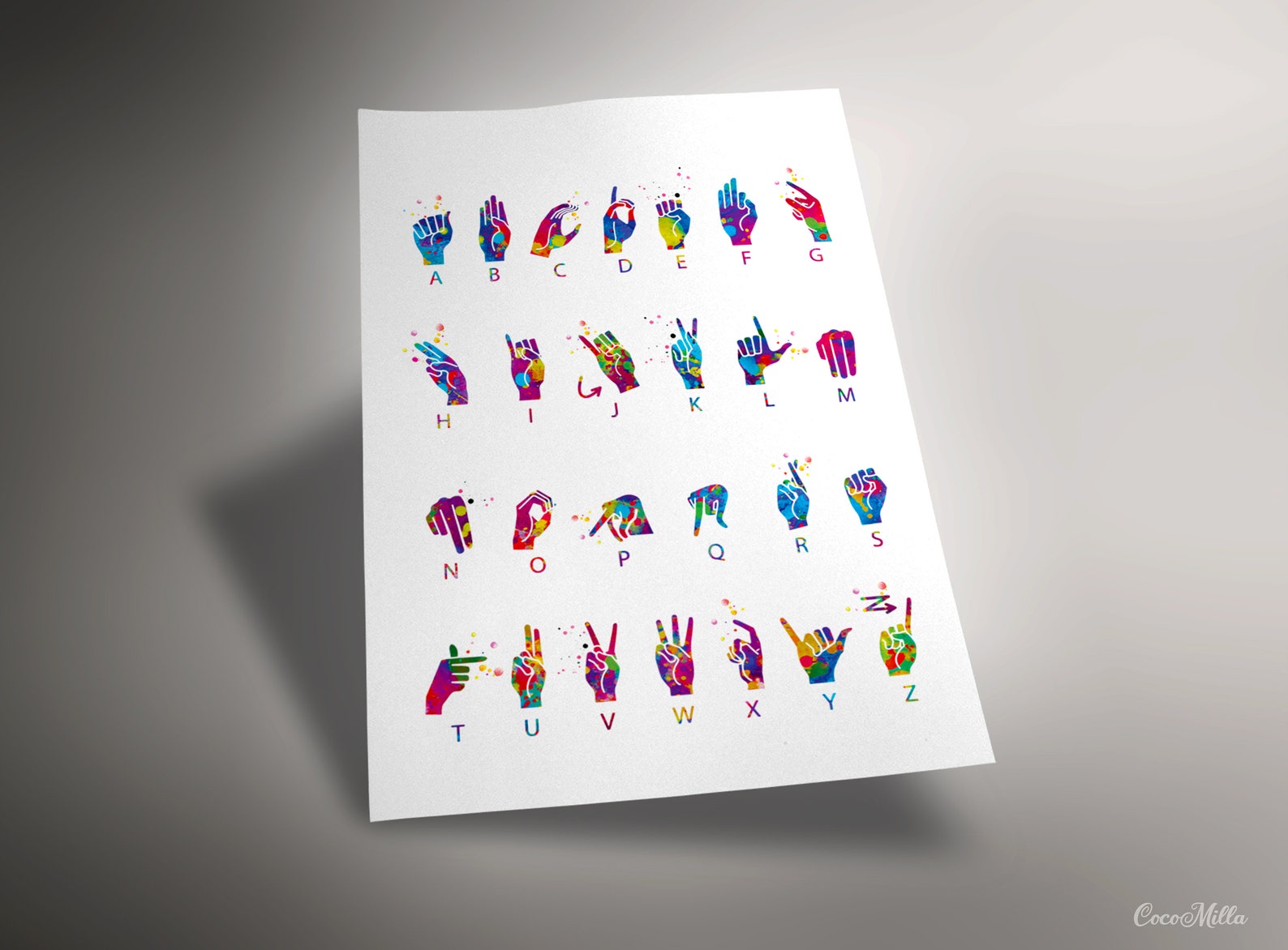 Sign Language Alphabet Watercolor Print American Sign Language - Etsy