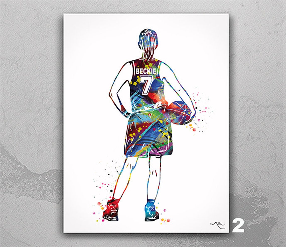 Personelized Female Basketball Player Watercolor Print Gift - Etsy