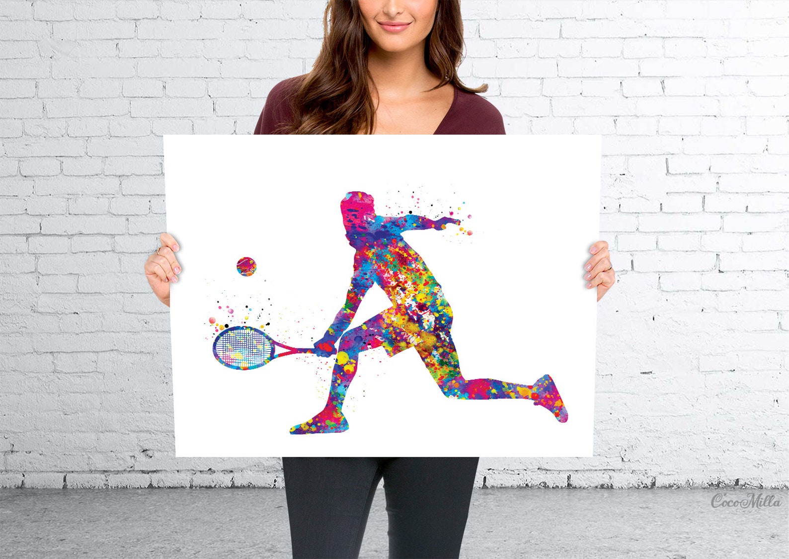 Tennis Player Man Watercolor Print Boy Tennis Gift Art Wall - Etsy