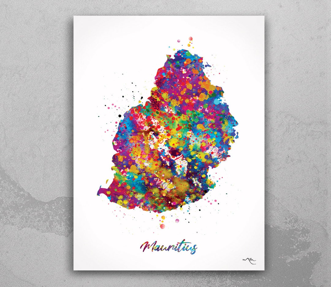 Mauritius Map Watercolor Print Mauritius Island Wall Art Wedding Gift ...