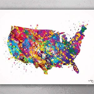 United States of America Watercolor Map USA Map Dorm School Decor ...