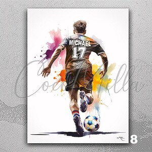 Football Player Watercolor Print Personalised Football Gifts for Boys ...