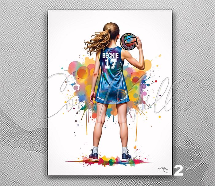 Personalized Netball Player Watercolor Print, Team Gift-2925 - Etsy