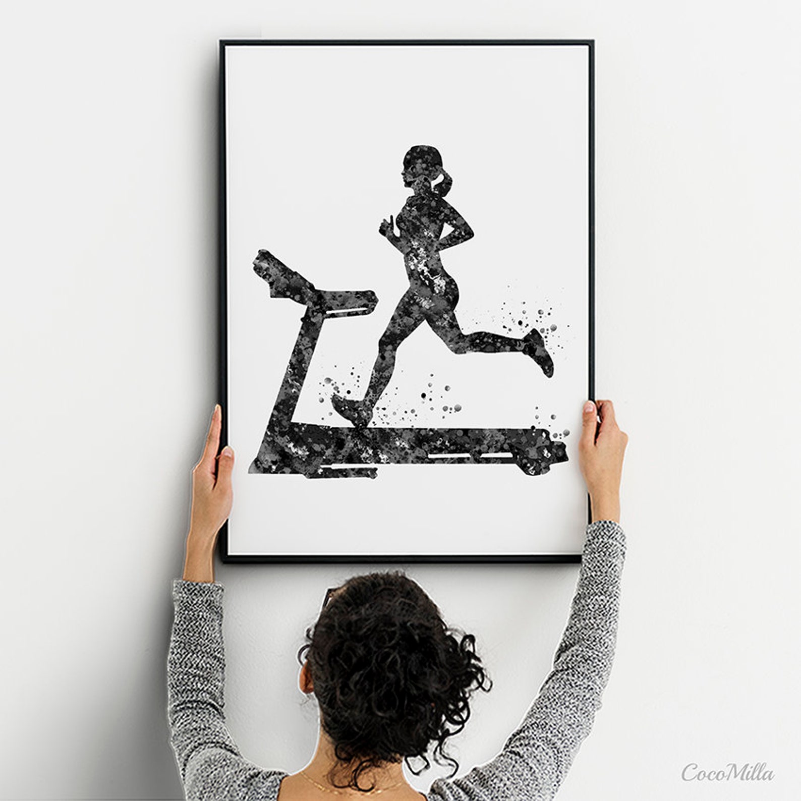 Runner Woman Watercolor Print Treadmill Running Runner Woman | Etsy