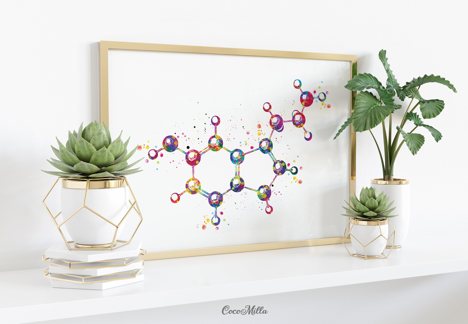 Serotonin Molecule Art Watercolor Print Medical Art Happiness | Etsy