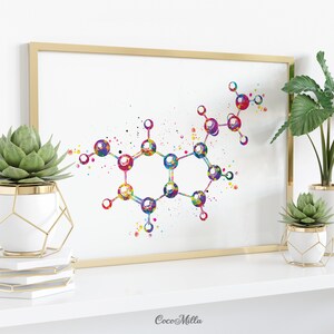 Serotonin Molecule Art Watercolor Print Medical Art Happiness Molecule ...