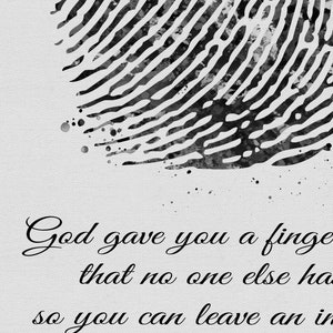 Fingerprint Quote Watercolor Print Finger Print Poster Inspirational ...