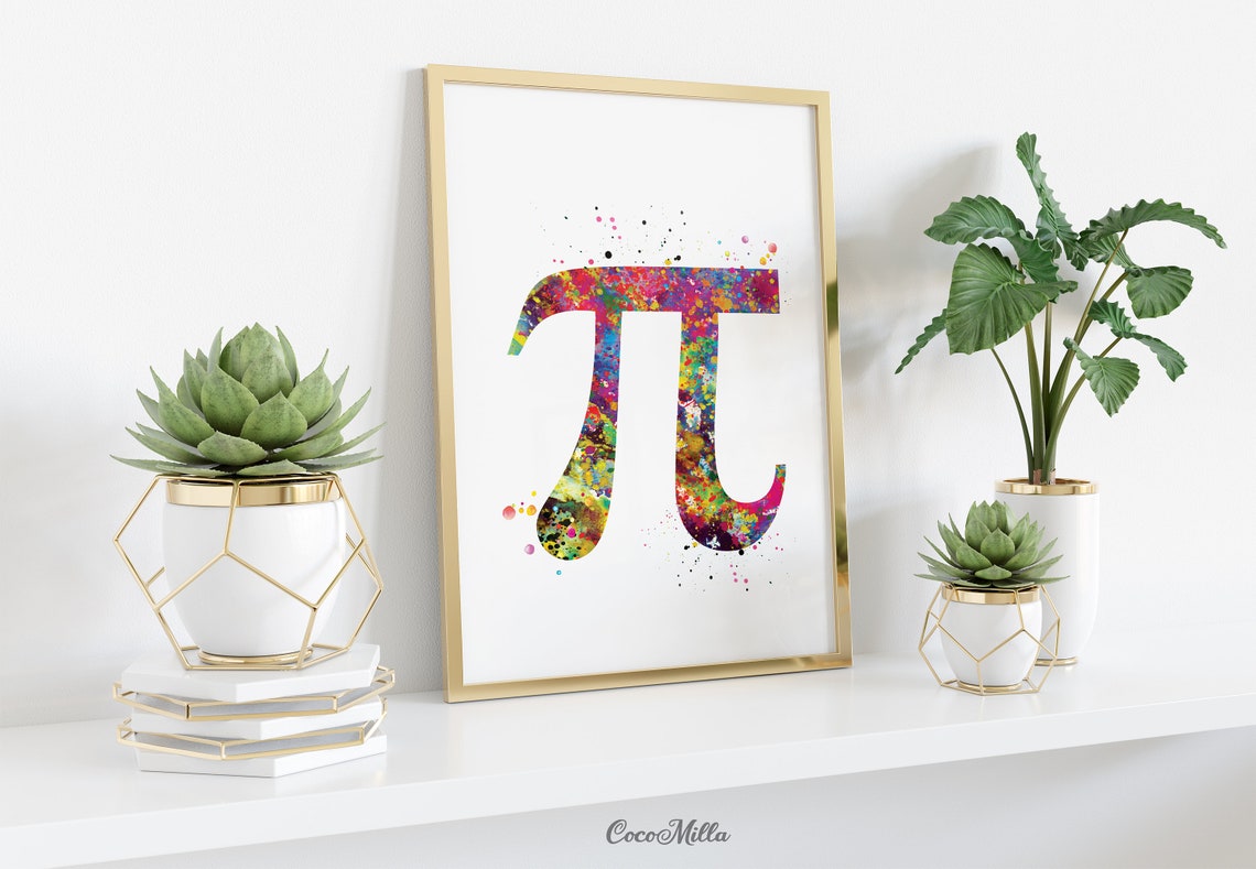 Pi Symbol Art Watercolor Print Math Teacher Gift Math Art Gift | Etsy