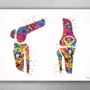 Knee Joint Bone Watercolor Print Human Body Anatomy Art Medical Art ...