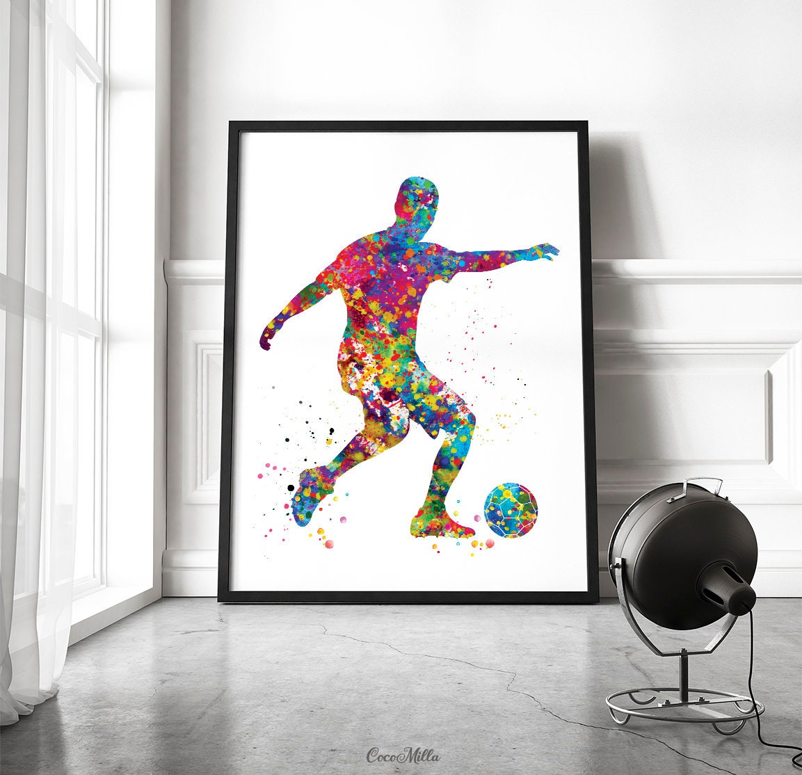 Soccer Player Man 2 Watercolor Print Running Soccer Boy | Etsy