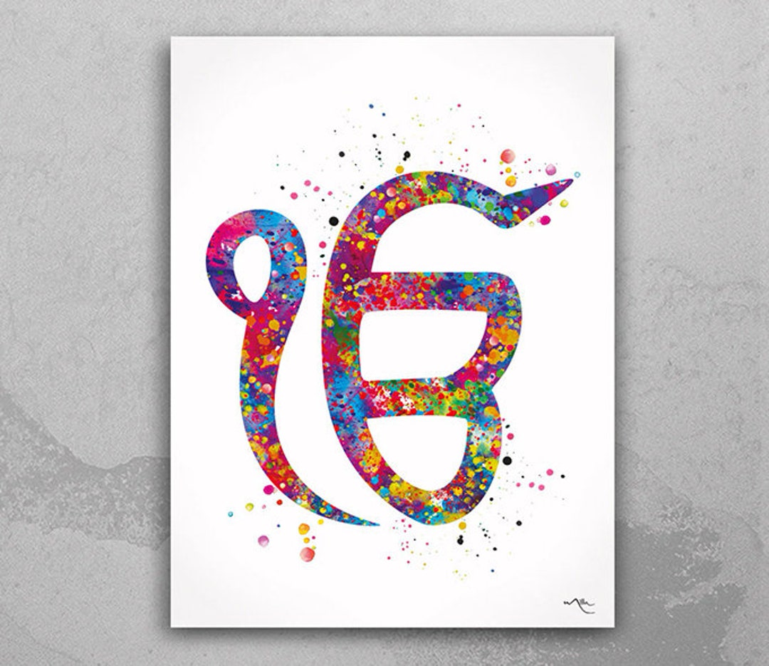 Ek Onkar Art Watercolor Print Poster Wall Decor Art Khanda Symbol Sikh ...