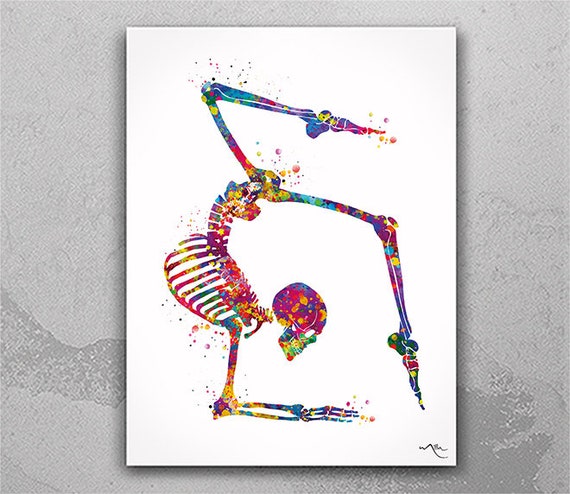 Yoga Skeleton Watercolor Print Yoga Art Yogi Poster Yoga | Etsy